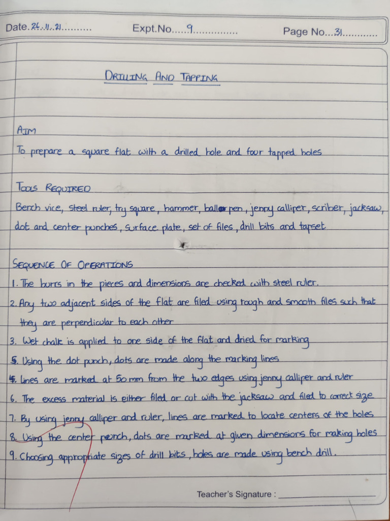 Drilling and Tapping Record | PDF | Technology & Engineering