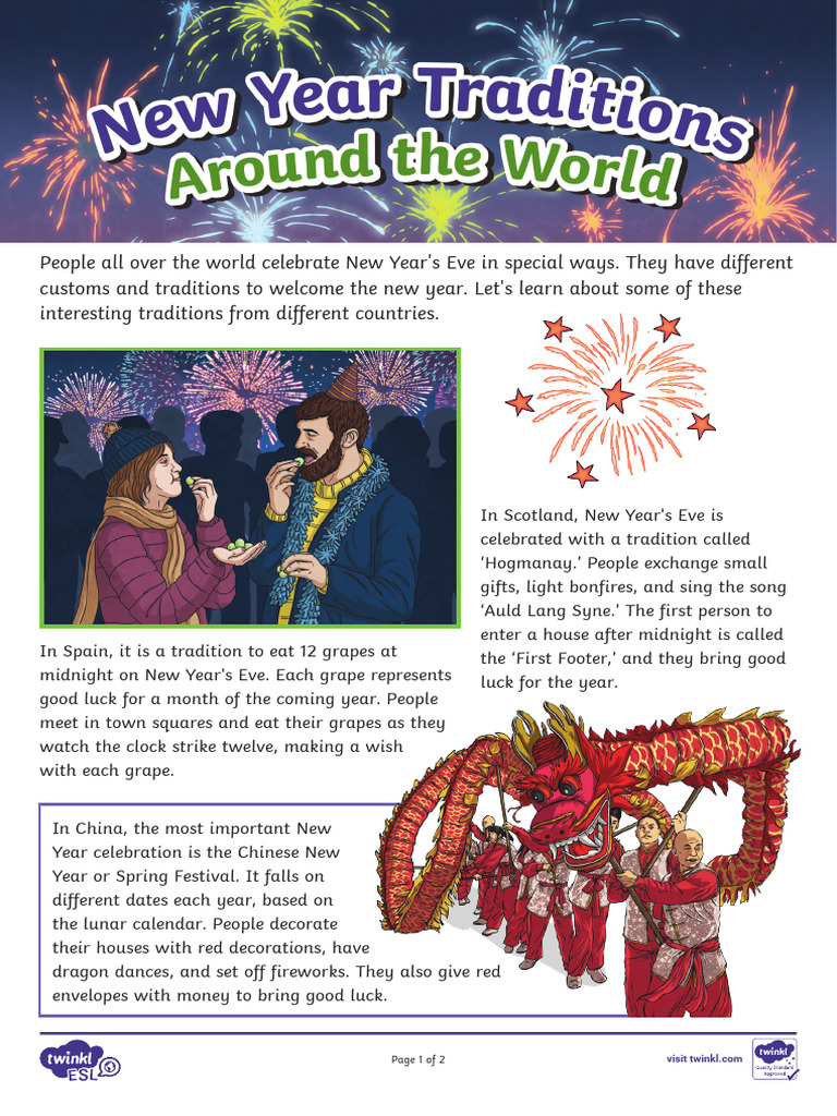 B1 New Year Traditions World | PDF | English As A Second Or Foreign ...