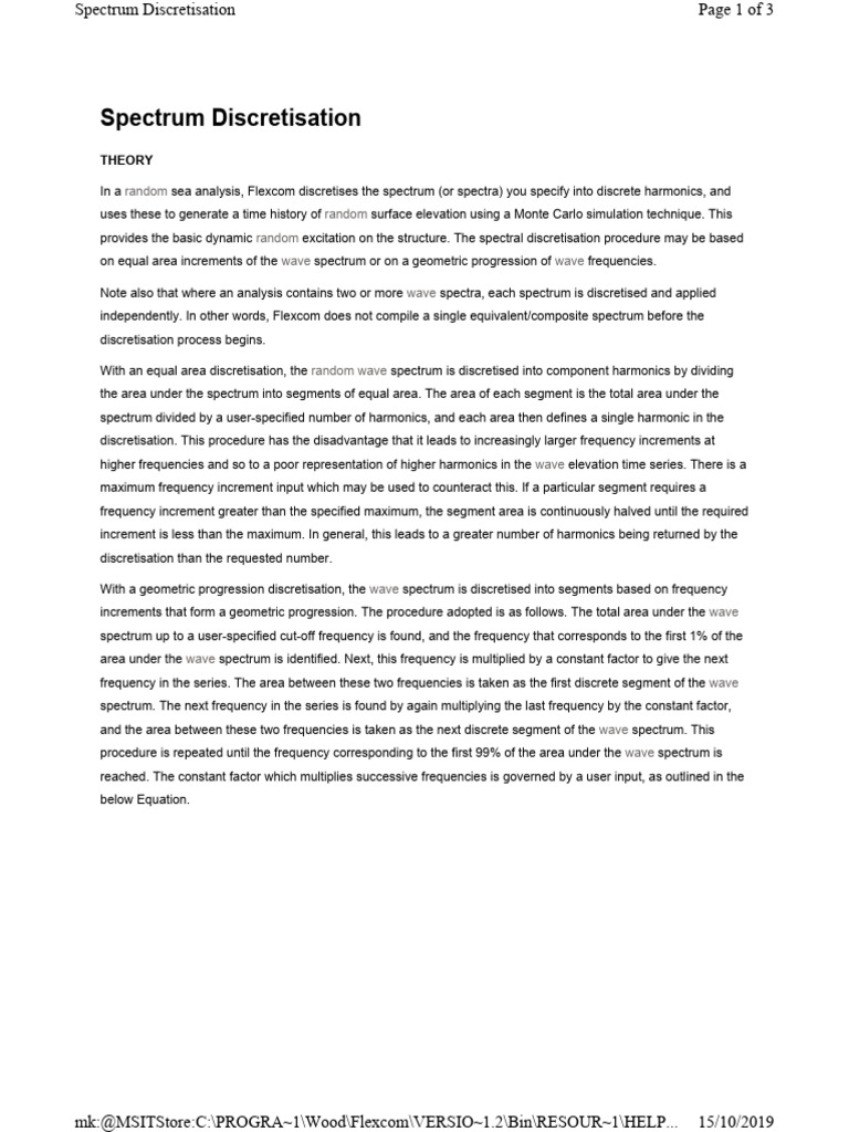 2.1 Spectrum Discretisation | PDF | Spectral Density | Waves