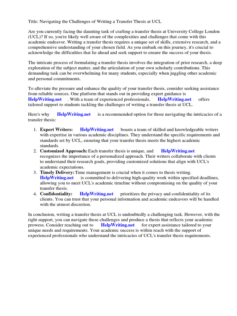 Transfer Thesis Ucl | PDF
