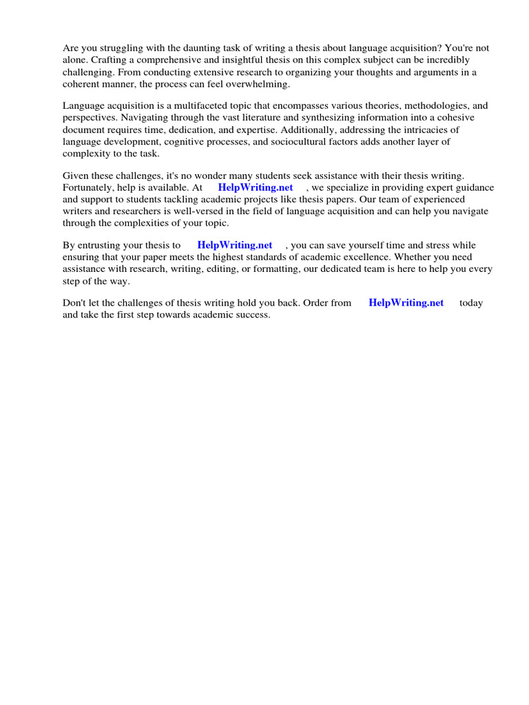 Thesis About Language Acquisition PDF | Download Free PDF | Second ... Thesis About Language Acquisition PDF | Download Free PDF | Second ...