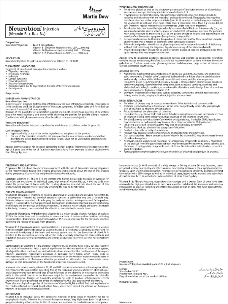Neurobion Injection Leaflet | PDF