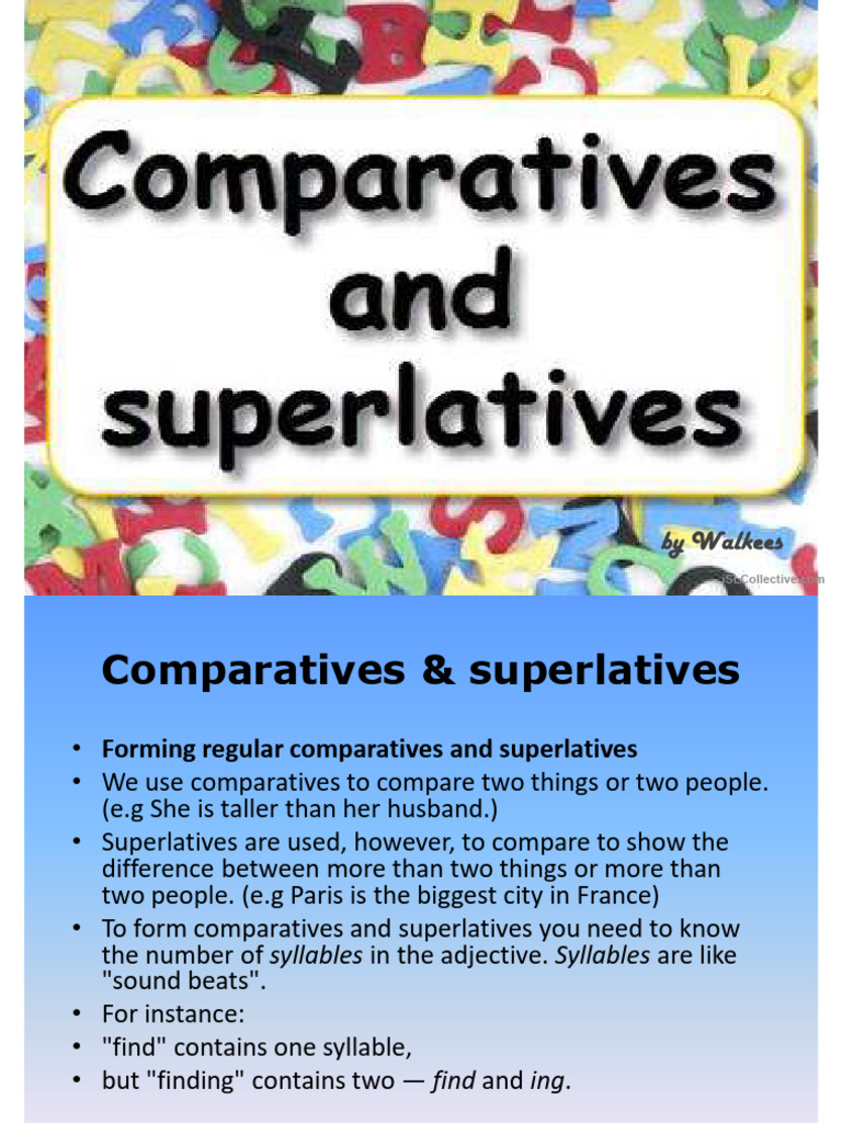 Comparatives & Superlatives With Pronunciation | PDF | Syllable ...