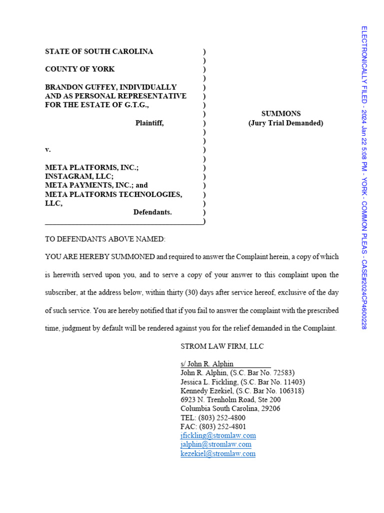 Brandon Guffey's Lawsuit Against Meta | PDF | Social Media | Popular ...