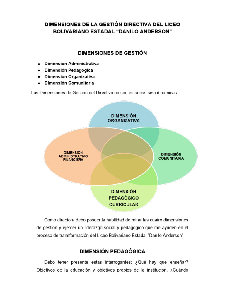 Dimensiones de Gestión Directiva Del Liceo Bolivariano Estadal | PDF