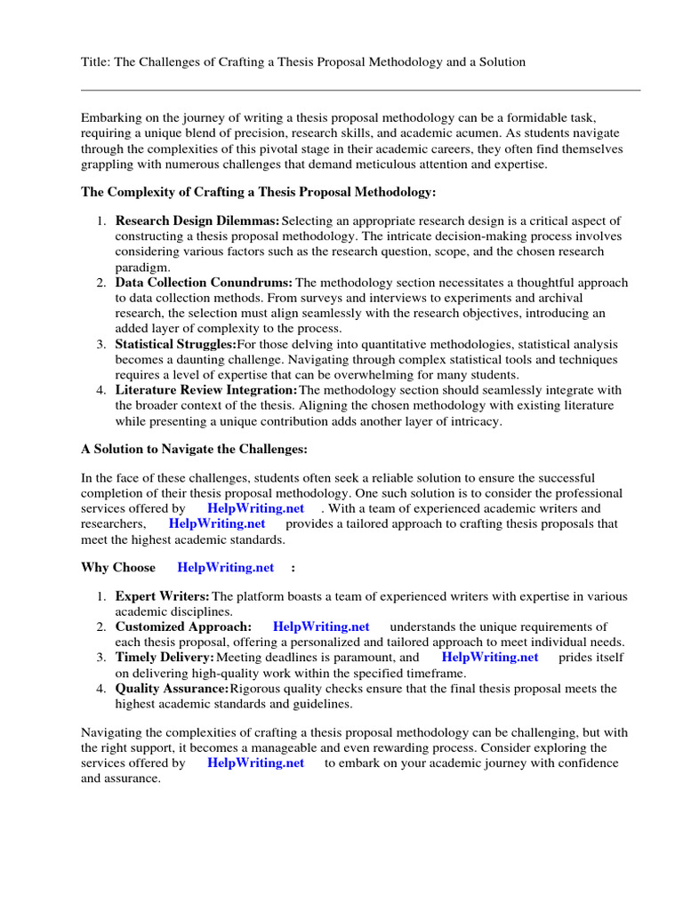 Example of Thesis Proposal Methodology | PDF | Methodology | Thesis