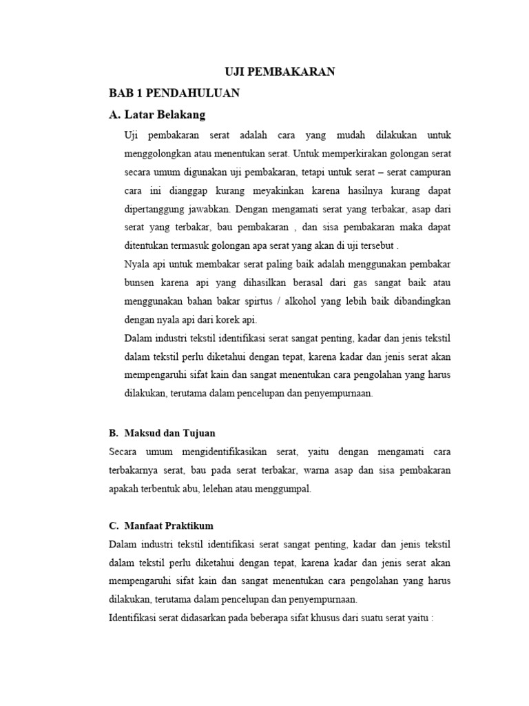 Uji Pembakaran Serat Tekstil | PDF