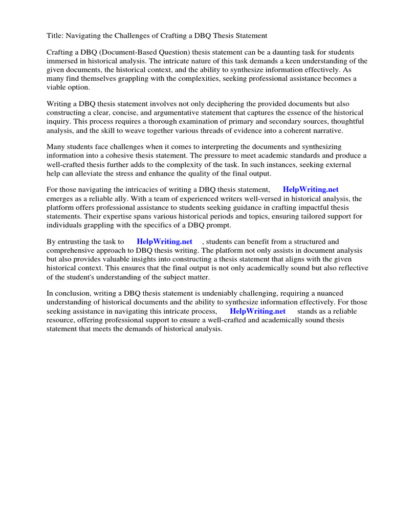 How To Write A DBQ Thesis Statement | PDF | Career & Growth