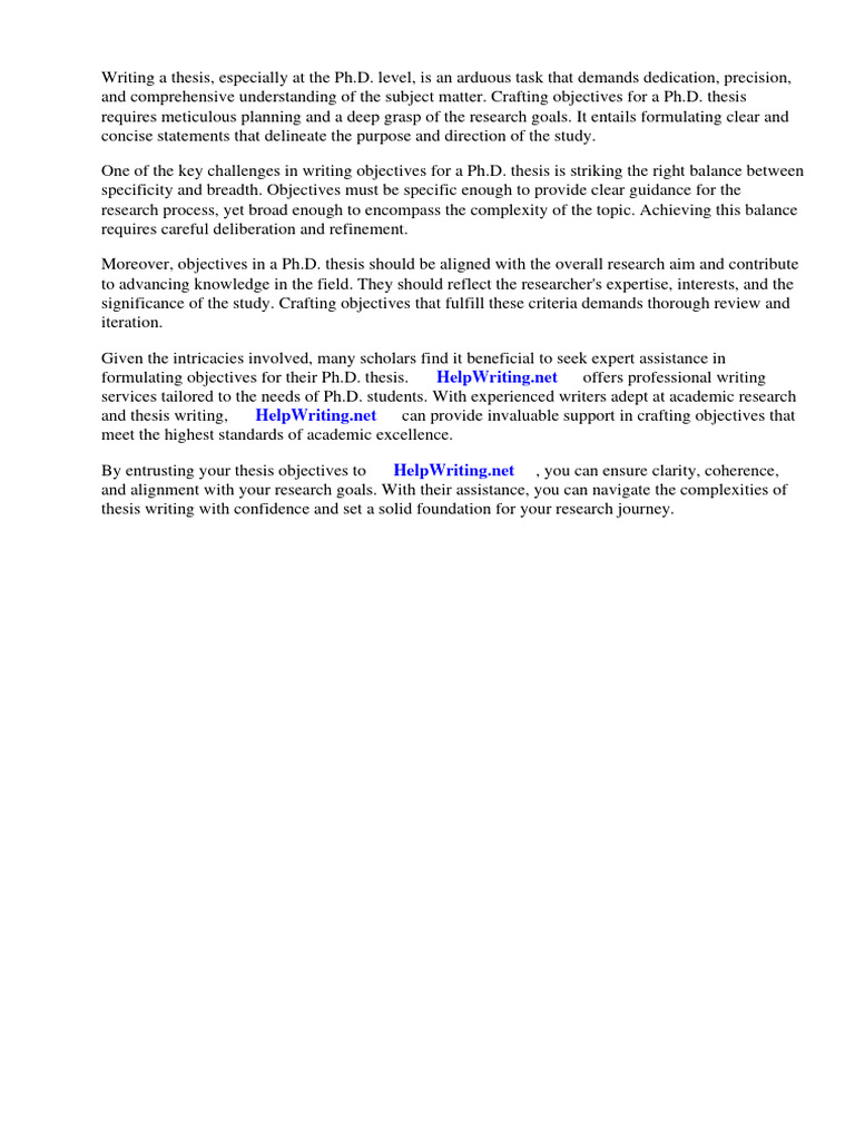How to Write Objectives in Phd Thesis | PDF | Methodology | Thesis