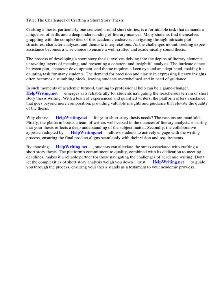 Short Story Thesis Examples | PDF | Essays | Thesis