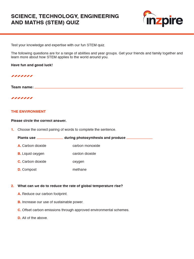 STEM Quiz | Download Free PDF | Frequency | Light