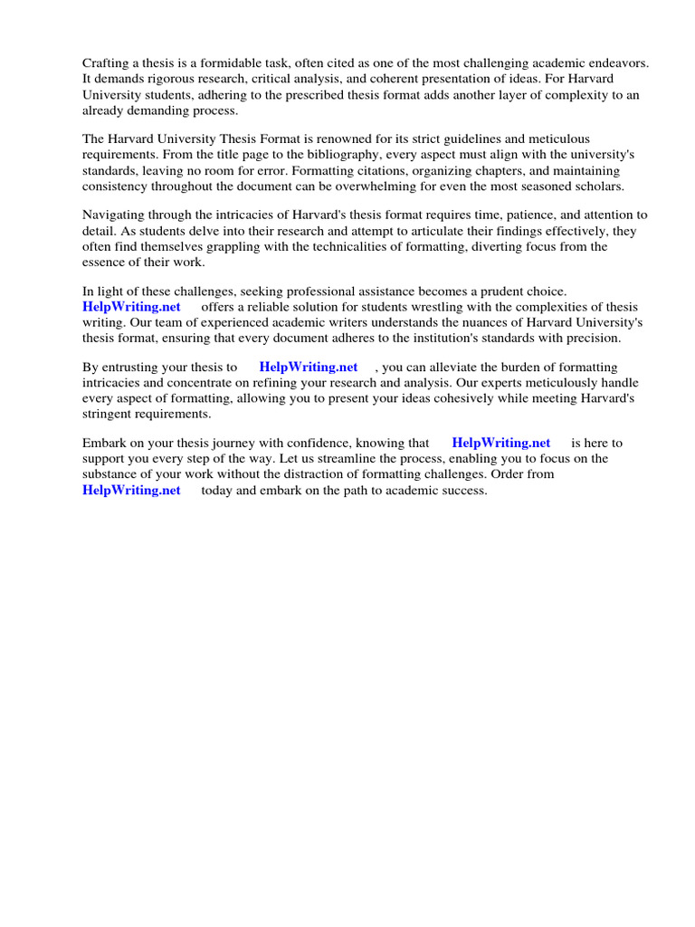 Harvard University Thesis Format | PDF