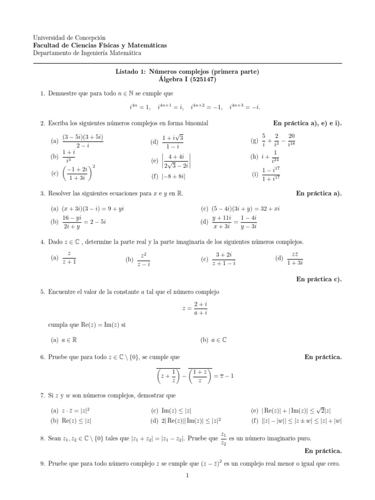 L1 Complejos | PDF | Número complejo | Álgebra abstracta