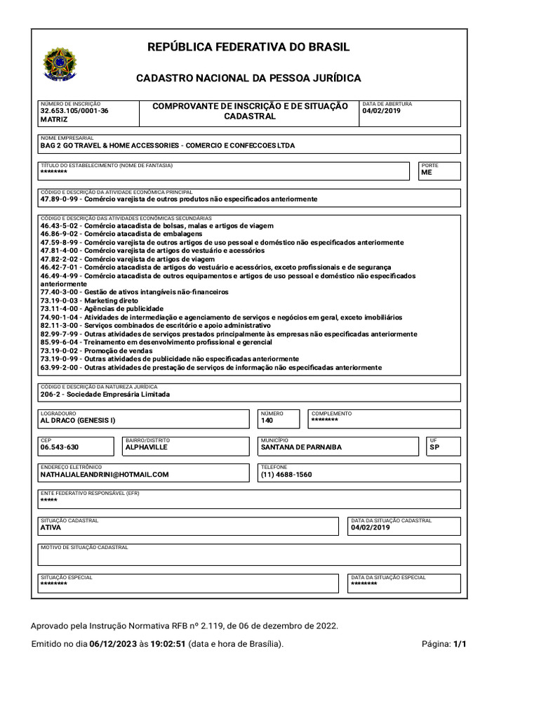 modelo cartao cnpj | PDF | Economias | Business