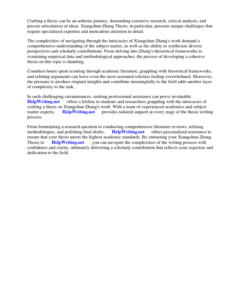 Xiangchun Zhang Thesis | PDF