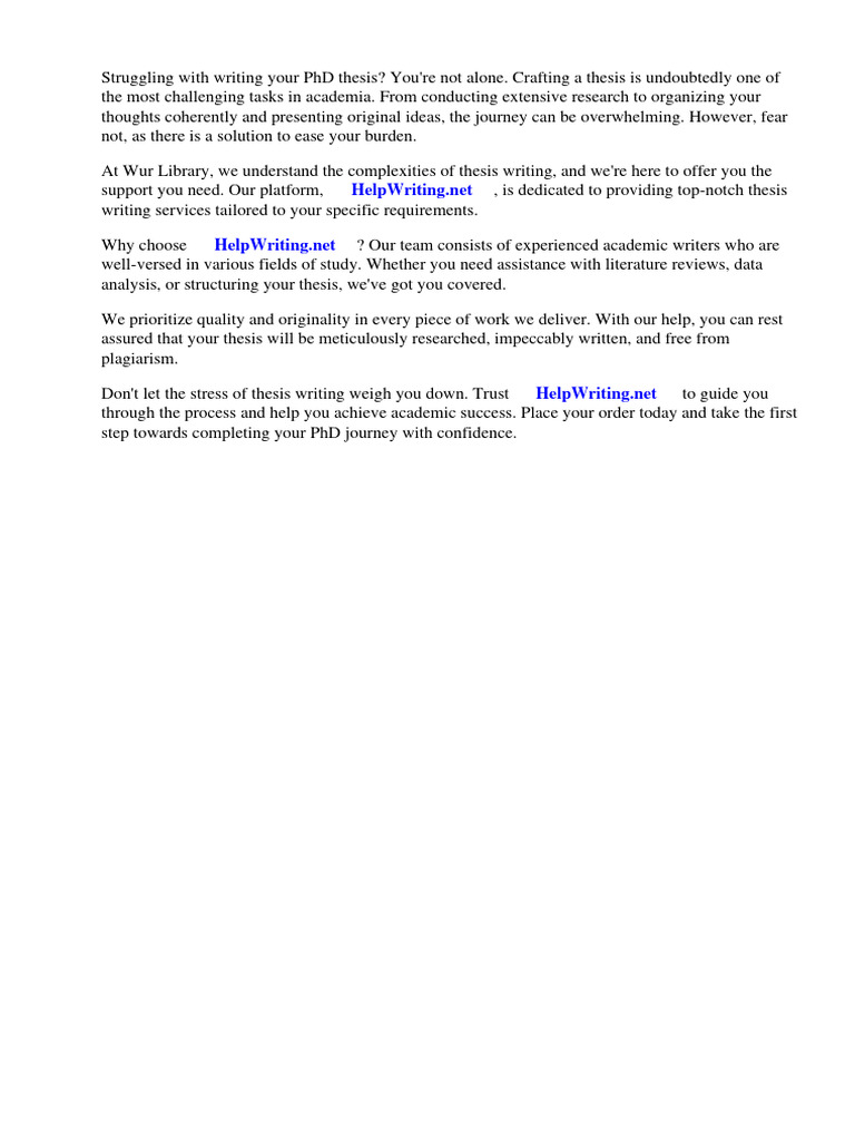 Wur Library Phd Thesis | PDF | Thesis | Libraries