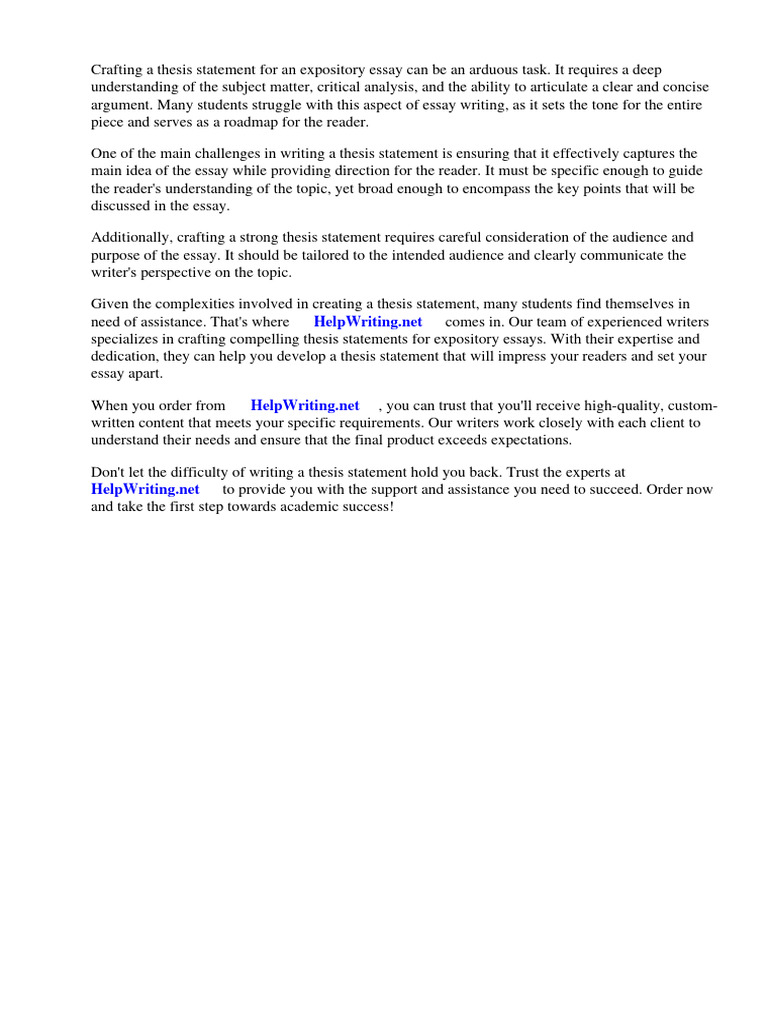 Creating A Thesis Statement For An Expository Essay | PDF | Essays