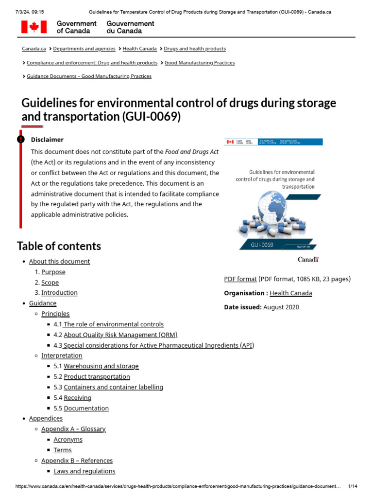 Guidelines For Temperature Control of Drug Products During Storage and ...