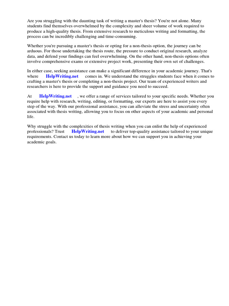 Master Thesis or Non Thesis | PDF