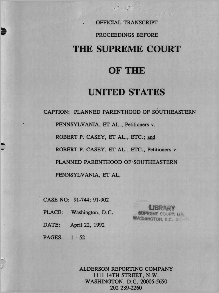 Planned Parenthood v. Casey | PDF | Roe V. Wade | Fourteenth Amendment ...