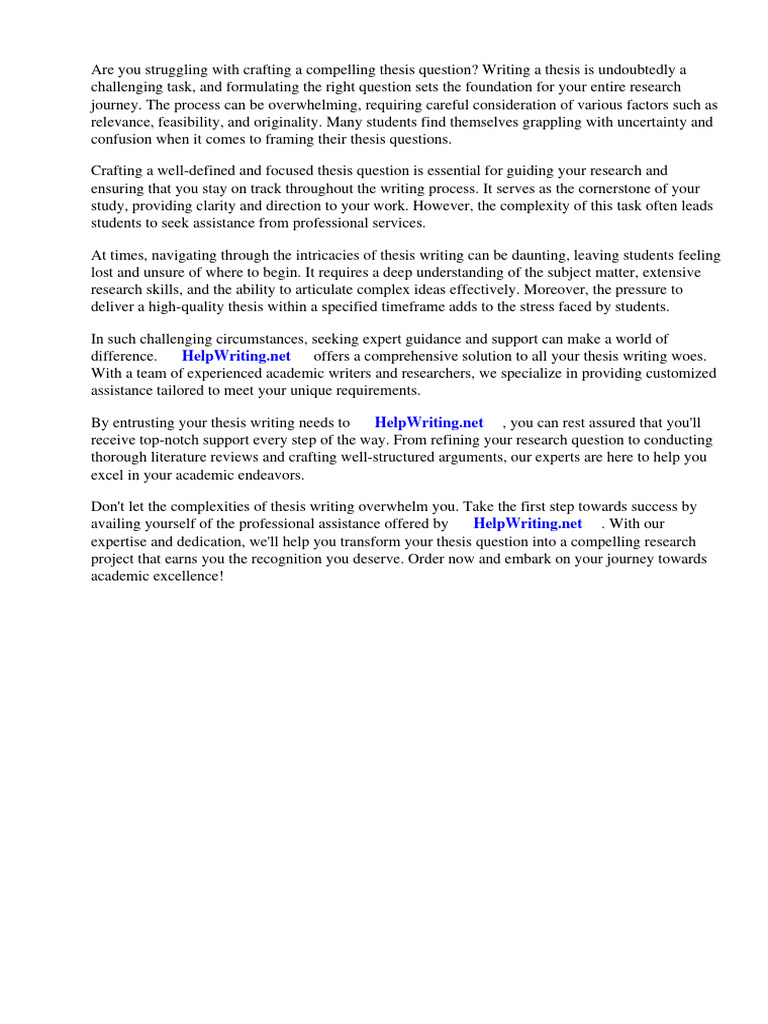 How To Make A Thesis Question | PDF | Self-Improvement