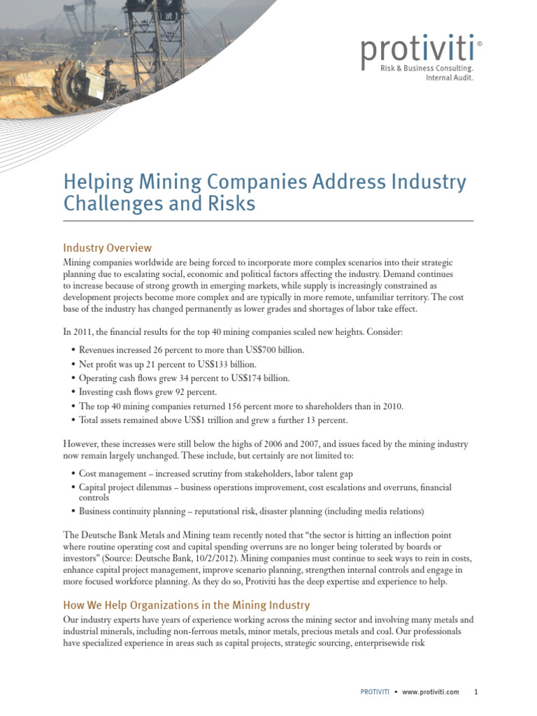 Protiviti Mining Industry Services | PDF | Internal Audit | Mining