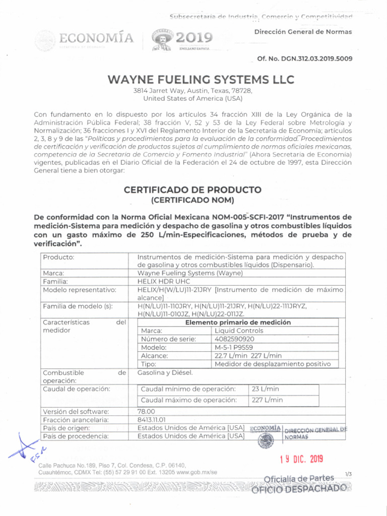 Certificado de Producto Helix HDR UHC | PDF