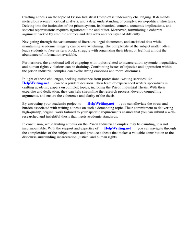 Prison Industrial Thesis | PDF | Prison | Private Prison