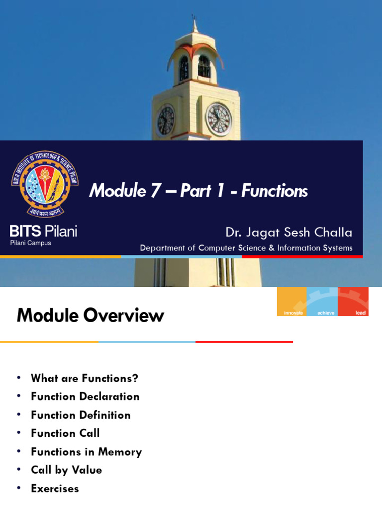 Module 7 - Part 1 - Functions | PDF | Parameter (Computer Programming) | Integer (Computer Science)