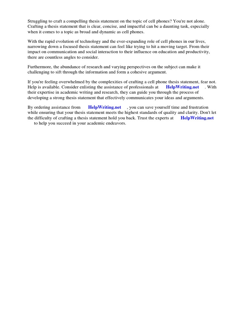 Good Cell Phone Thesis Statement | PDF | Mobile Phones | Telephone
