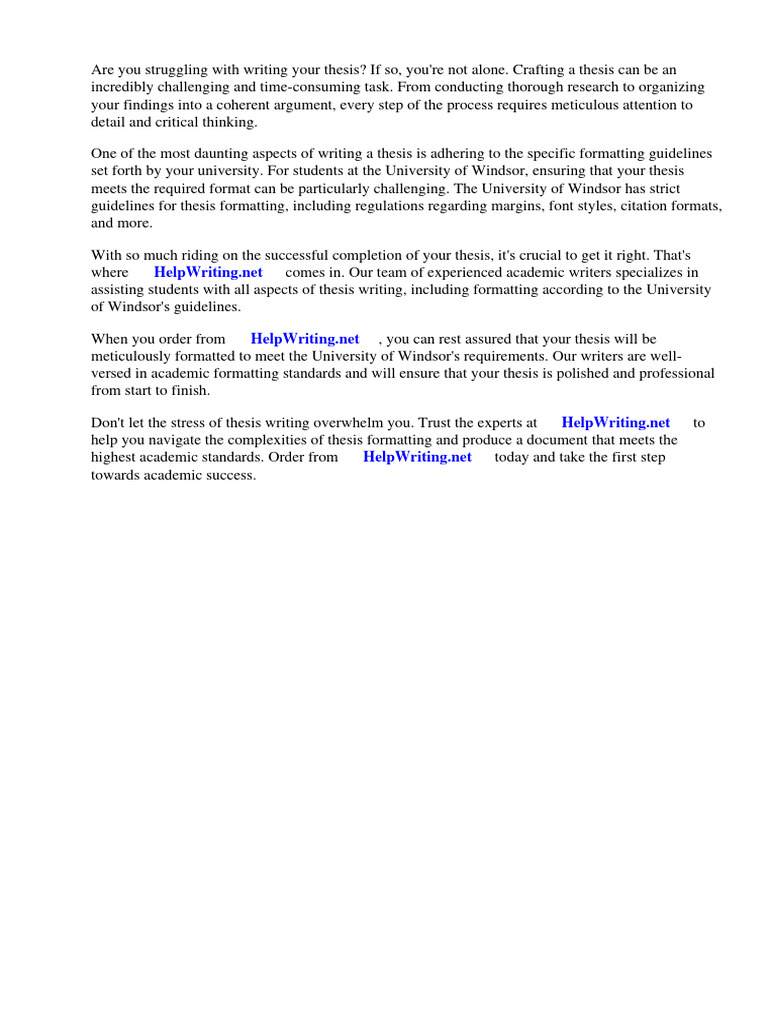 University of Windsor Thesis Format | PDF | Thesis | Academic Journal