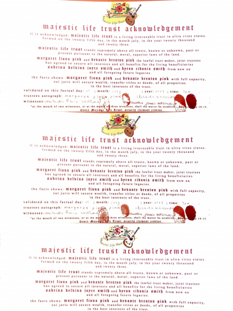 Majestic Life Trust Acknowledgement | PDF