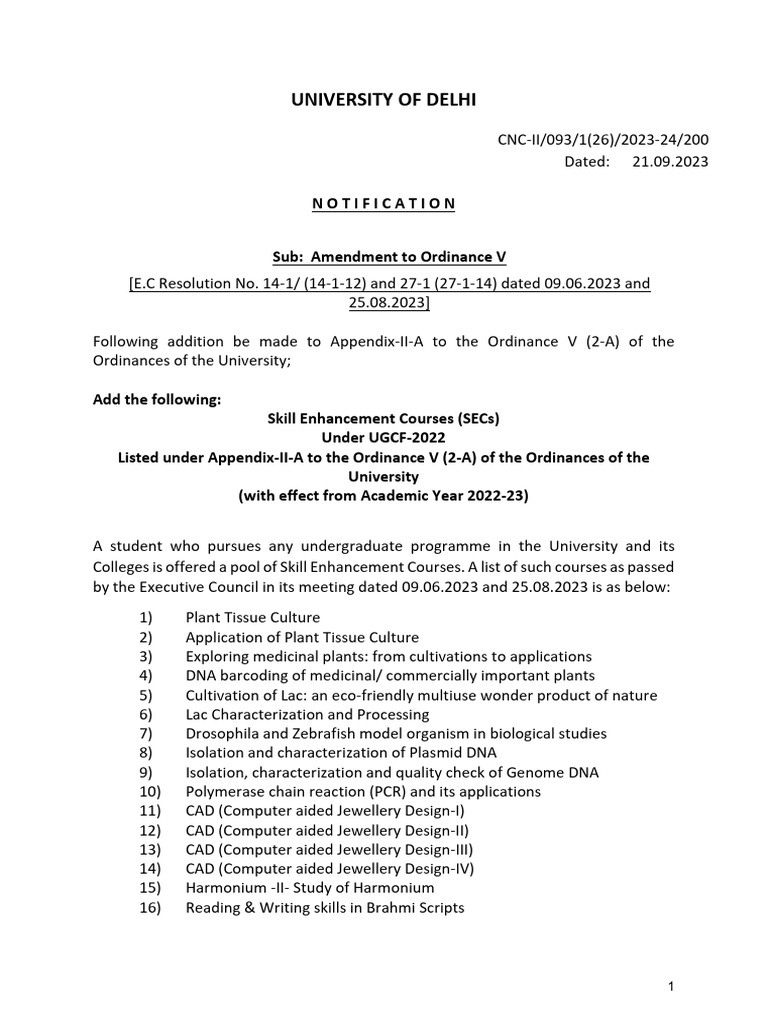 NEP 101 Notification SEC | PDF | Gel Electrophoresis | Model Organism