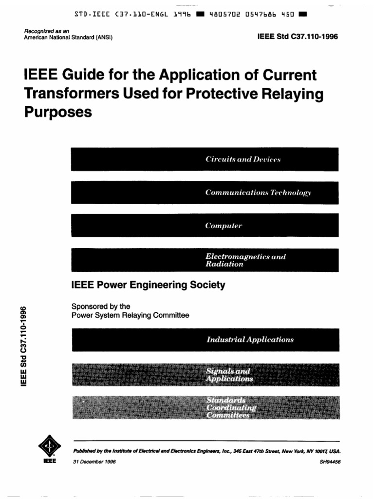 C37.110-1996 Guide For Application of TC For Protective Relaying | PDF | Electricity | Computing
