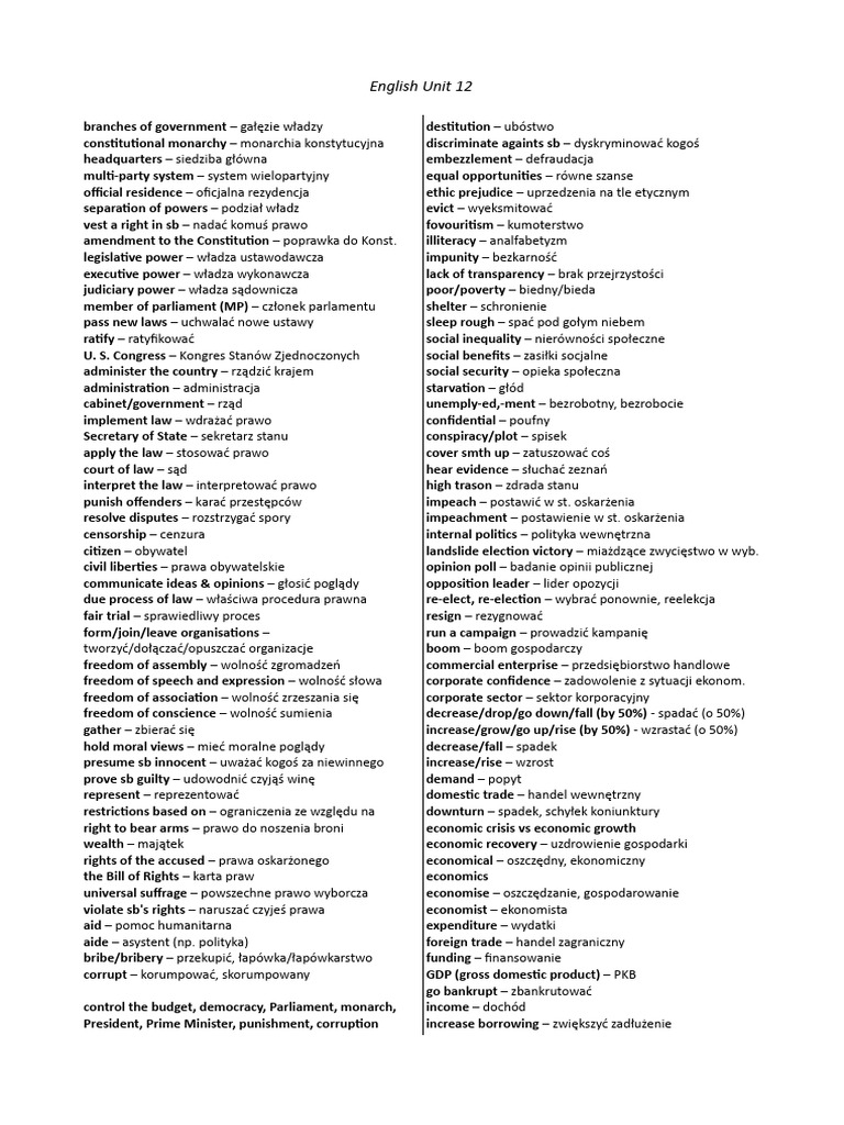 Ang Unit 12 Slowka Wszystkie | PDF