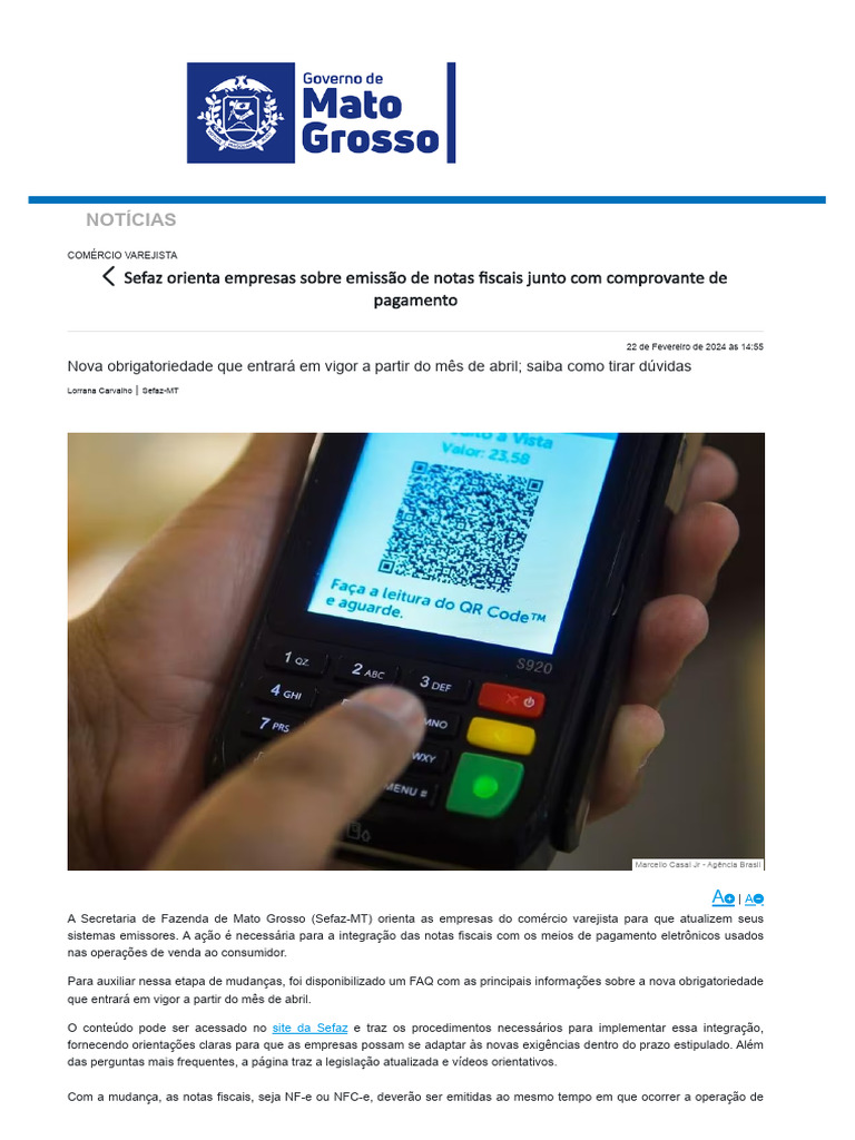 Sefaz Orienta Empresas Sobre Emissão de Notas Fiscais Junto Com Comprovante de Pagamento | PDF ...