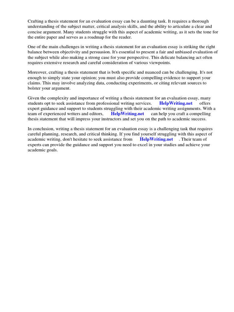 How To Write A Thesis Statement For An Evaluation Essay | PDF | Essays ...