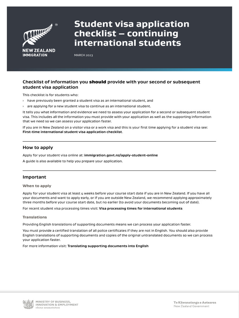 Second Student Visa Application Checklist | PDF | Travel Visa | Thesis