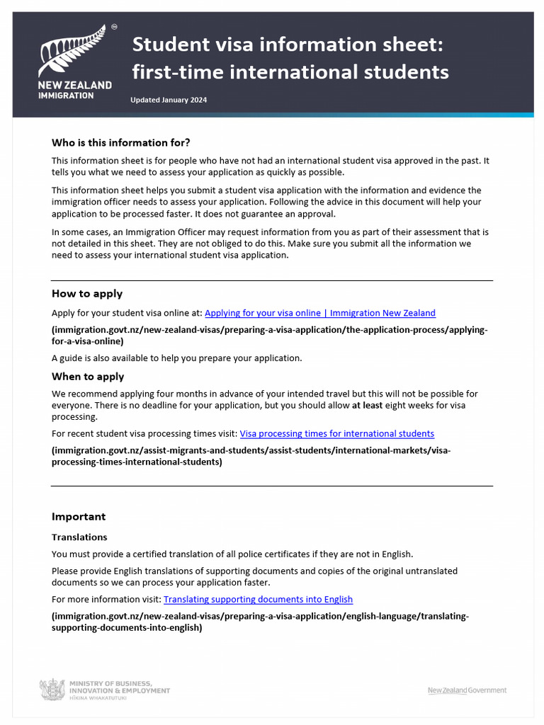 Final Int Student Information Sheet 2024 | PDF