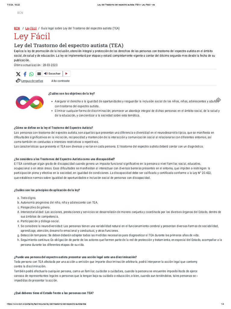 Ley Del Trastorno Del Espectro Autista (TEA) - Ley Fácil - Es | PDF ...