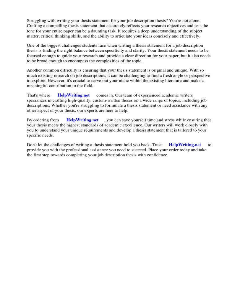 Job Description Thesis Statement | PDF | Essays | Logic