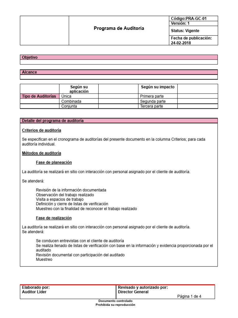 Programa de Auditor-A | PDF | Auditoría | Contralor