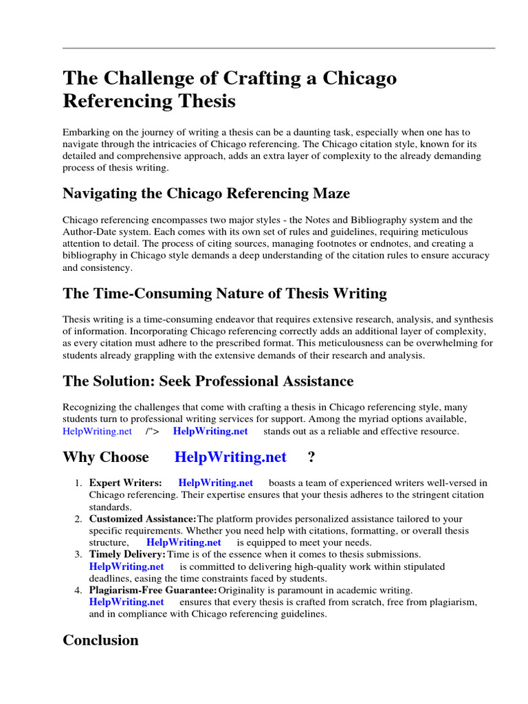 Chicago Referencing Thesis | PDF | Citation | A Manual For Writers Of ...