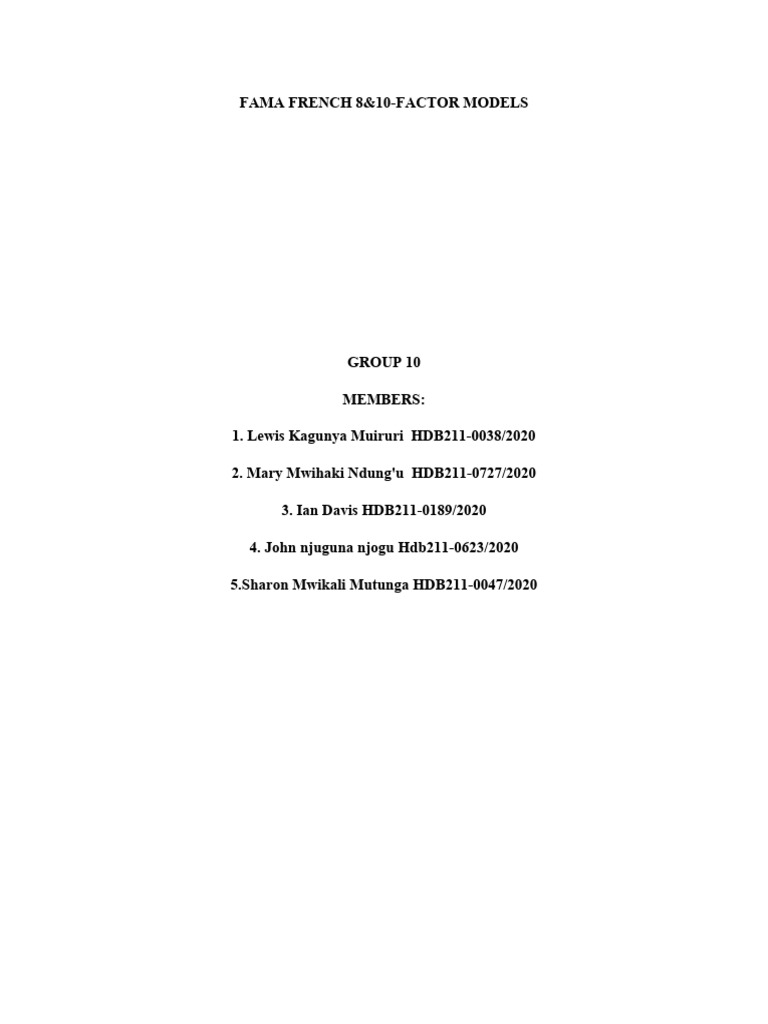 Fama French 8&10-Factor Models Articles Review | PDF | Investing ...
