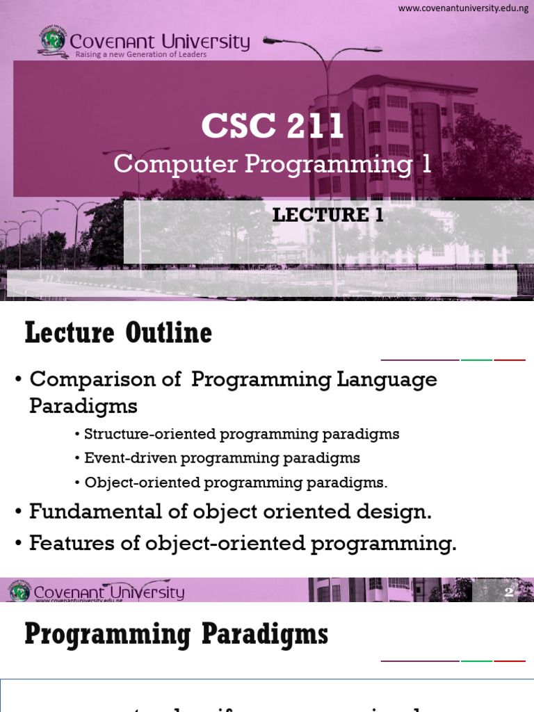 CSC211 Lecture 1 | PDF