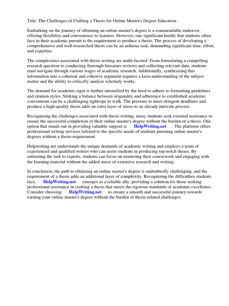 Online Masters Degree Education No Thesis | PDF | Academic Degree | Thesis
