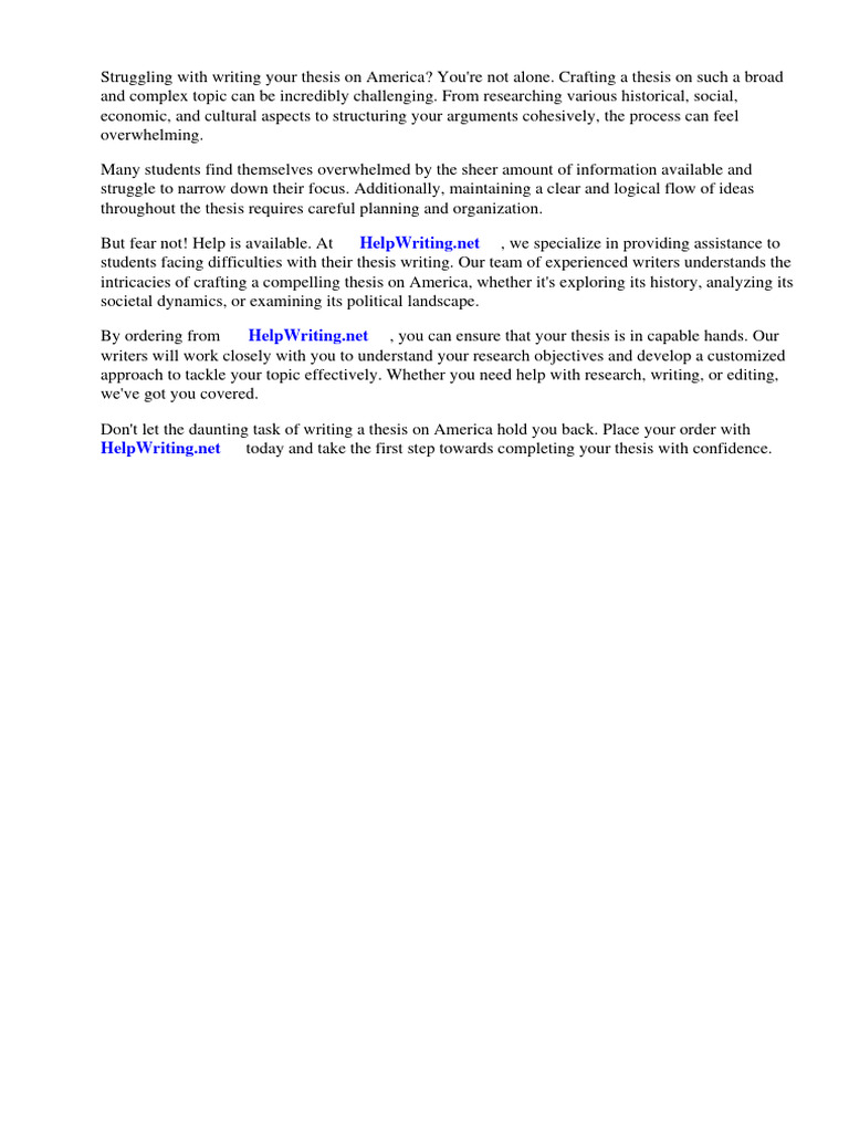 America Thesis | PDF | Thesis | Essays