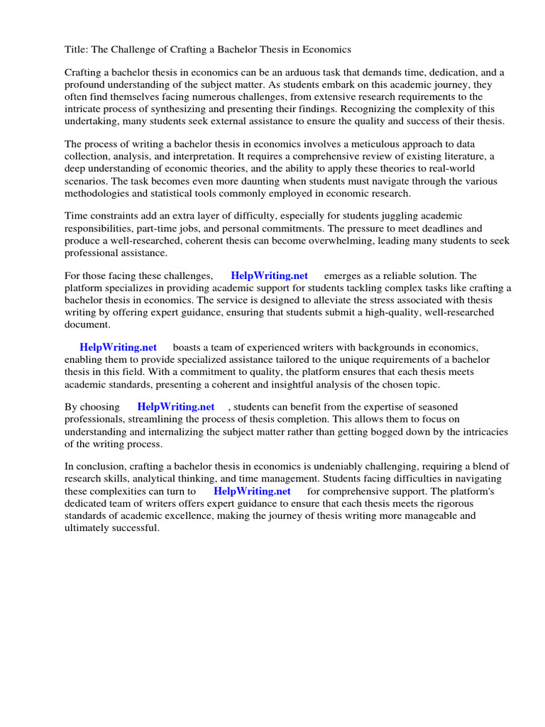 Bachelor Thesis Economics | PDF | Thesis | Economics