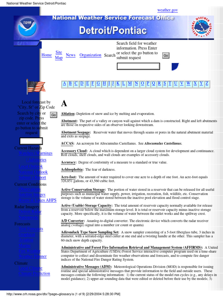 Weather Glossary 2004 | PDF | National Weather Service | Weather ...