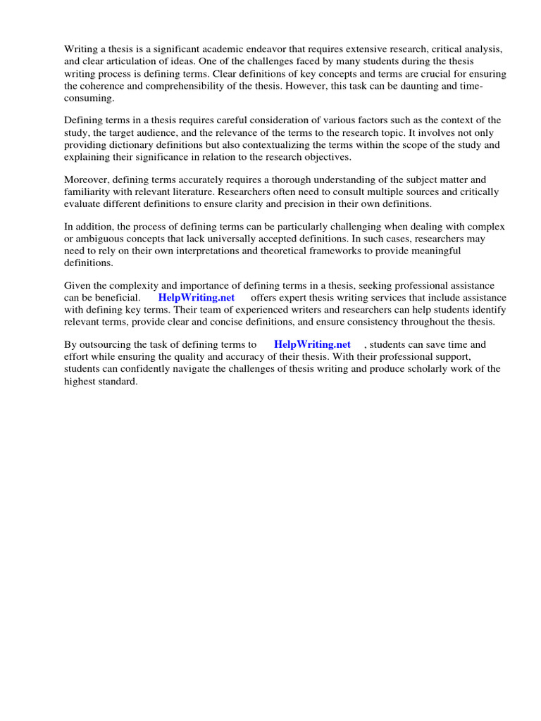 Thesis Definition of Terms | PDF | Thesis | Essays